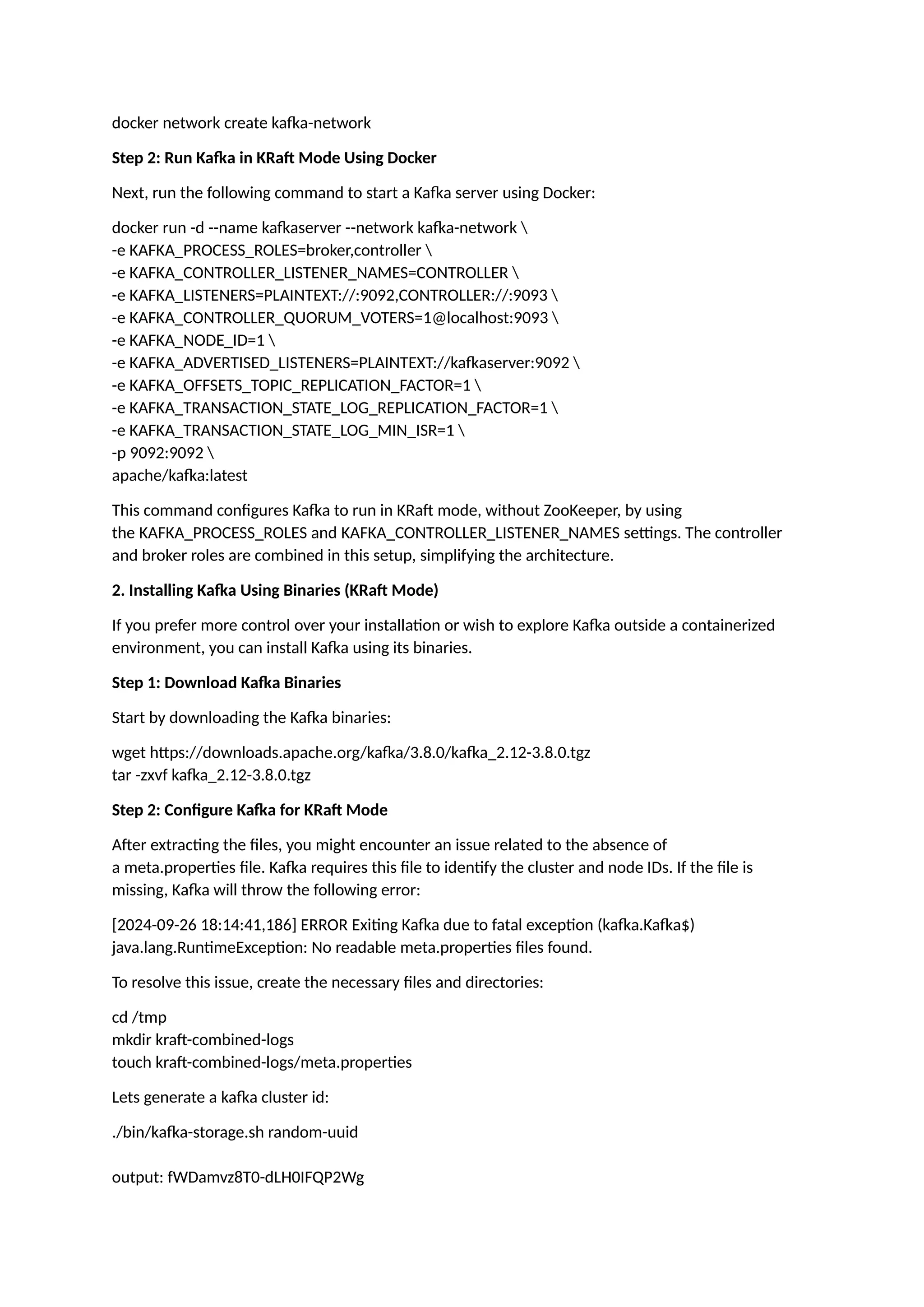 Kafk a with zoo keeper setup documentation | DOCX