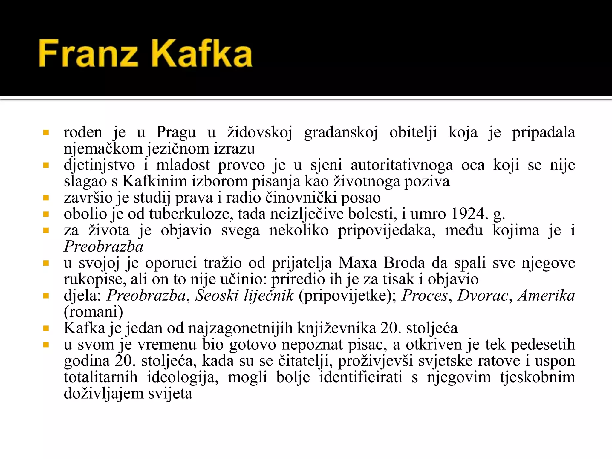 Franz Kafka, Preobrazba | PPTX