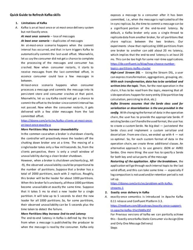 A Quick Guide to Refresh Kafka Skills | DOCX | Databases | Computer Software and Applications