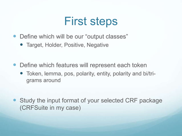 CLTL presentation: training an opinion mining system from KAF files using CRF | PPTX