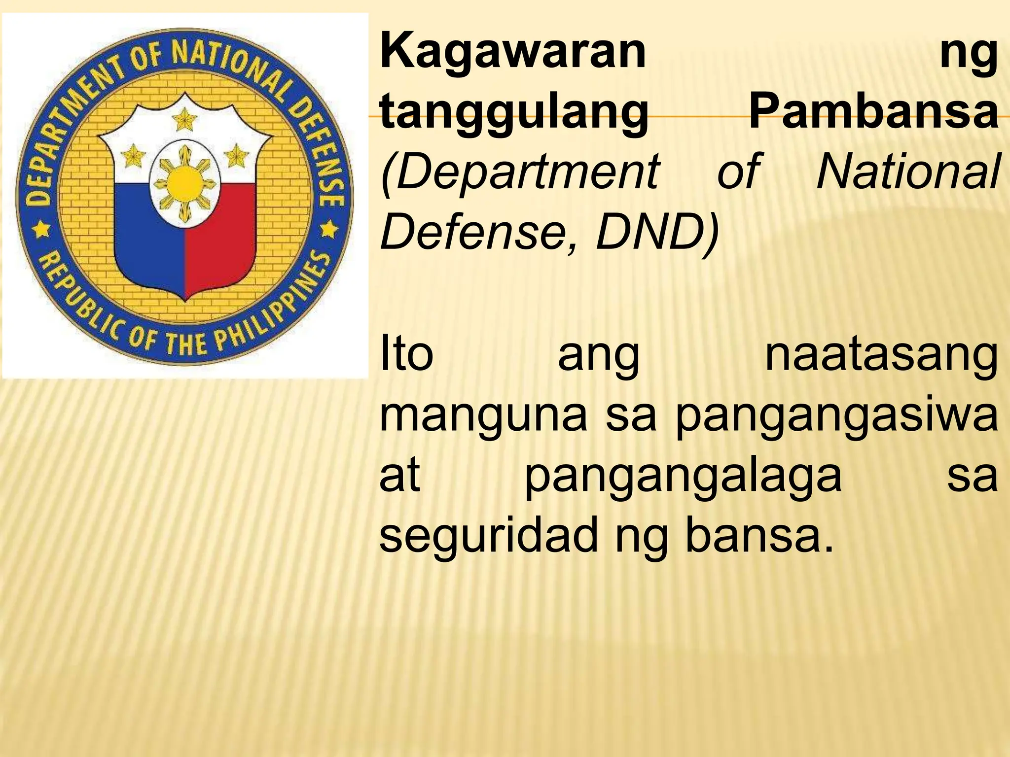 Kagawaran ng Pamahalaan.pptx sa Araling Panlipunan | PPTX