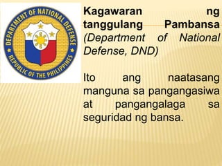 Kagawaran ng Pamahalaan.pptx sa Araling Panlipunan | PPTX