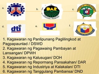 Kagawaran ng Pamahalaan.pptx sa Araling Panlipunan | PPTX