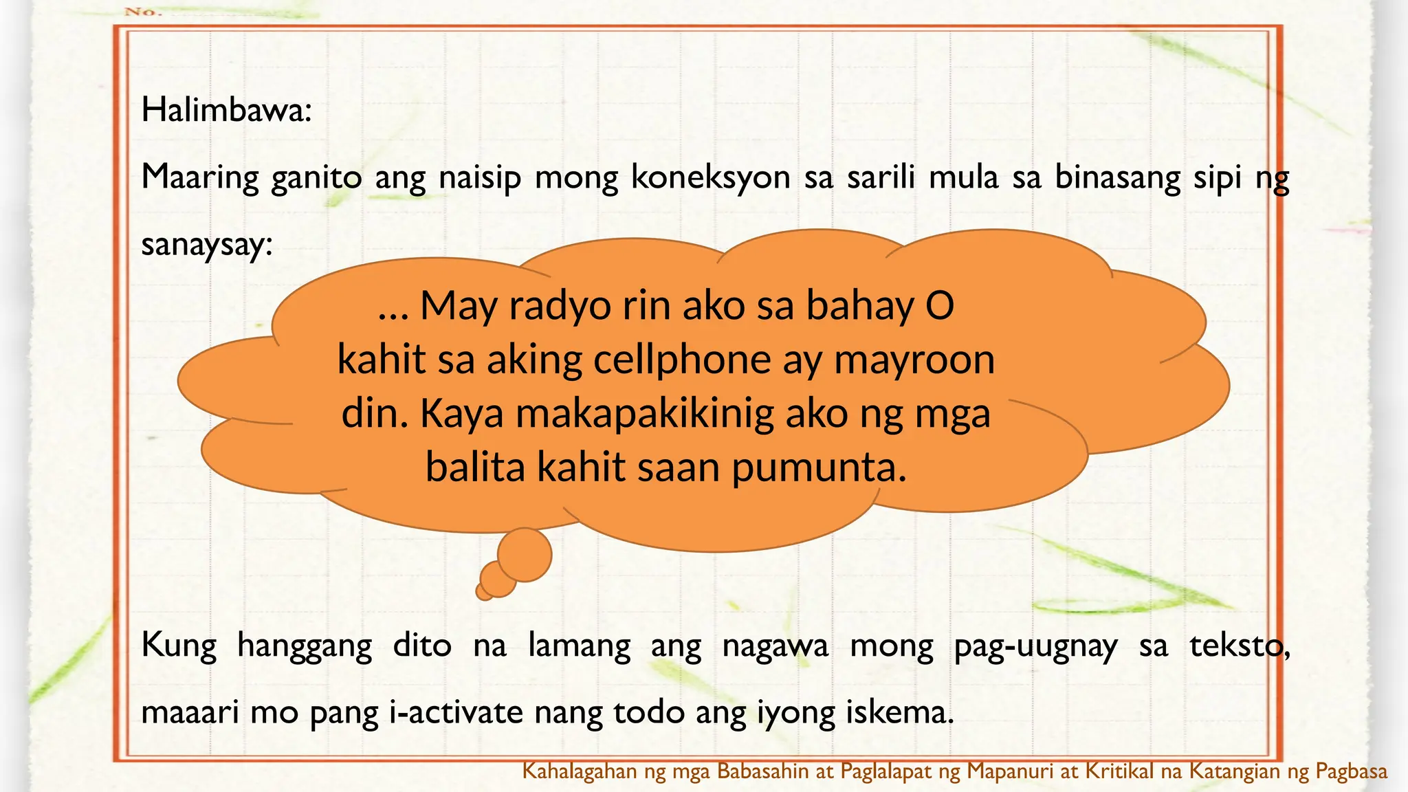 Kahalagahan ng mga Babasahin at Paglalapat ng Mapanuri at Kritikal na ...