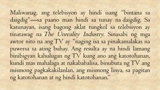 KAHALAGAHAN NG PANONOOD NG TELEBISYON.REPORT.pptx