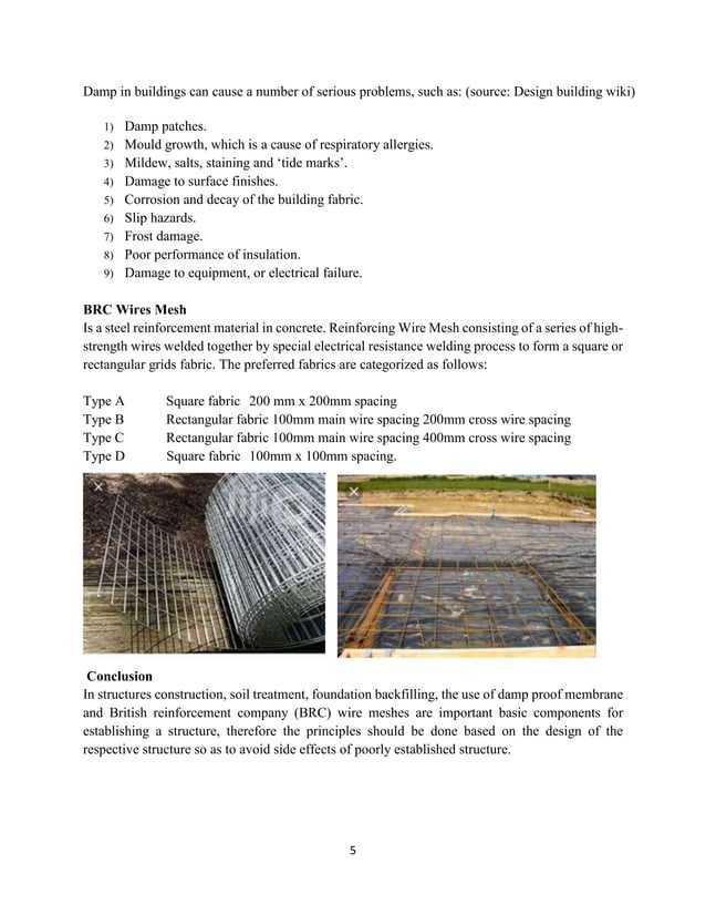 CONSTRUCTION [soil treatment, foundation backfill, Damp Proof Membrane ...