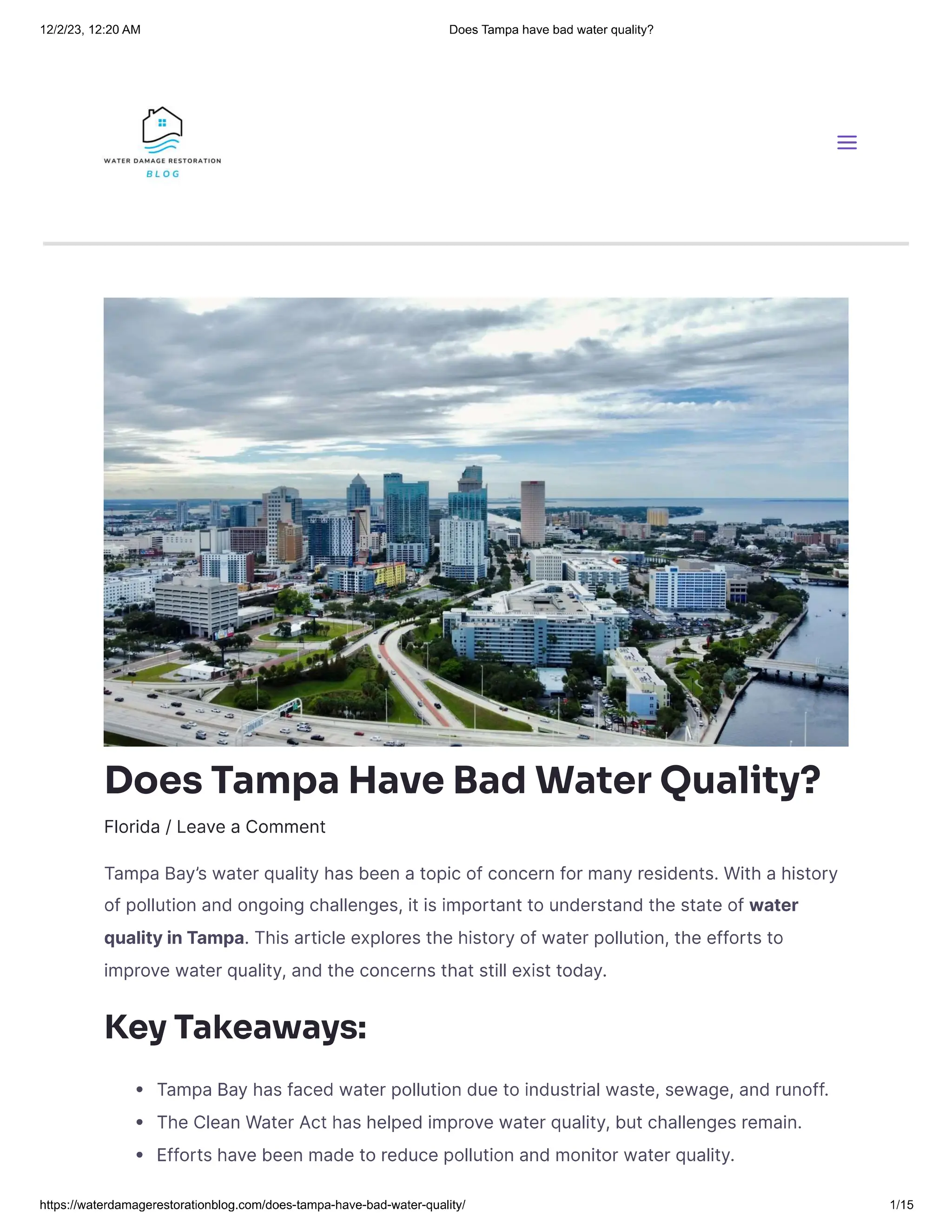 Does Tampa Have Bad Water Quality? | PDF | Environmental Services ...