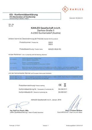 Declaration of Conformity| Kahles Helia RD | Optics Trade | PDF