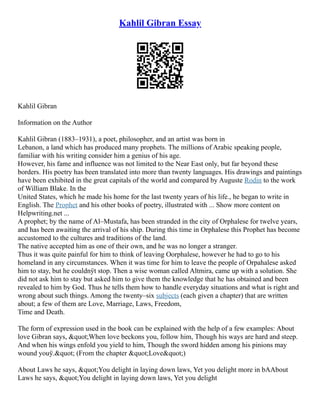 Kahlil Gibran Essay | PDF