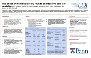 The Effect of Multidisciplinary Rounds on Intensive Care Unit Mortality ...