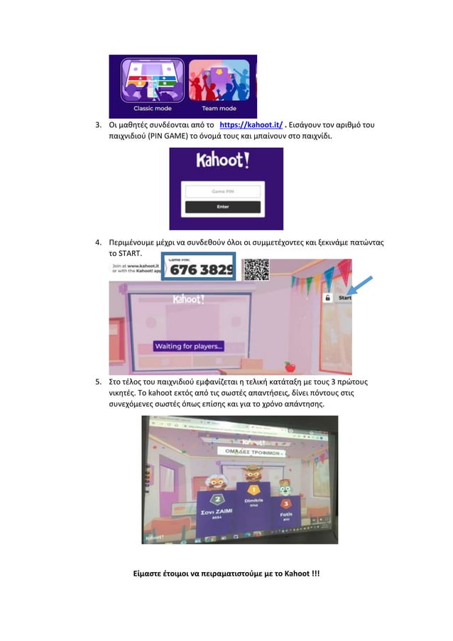 Οδηγίες δημιουργίας Kahoot! για εφαρμογή στην τάξη. | PDF