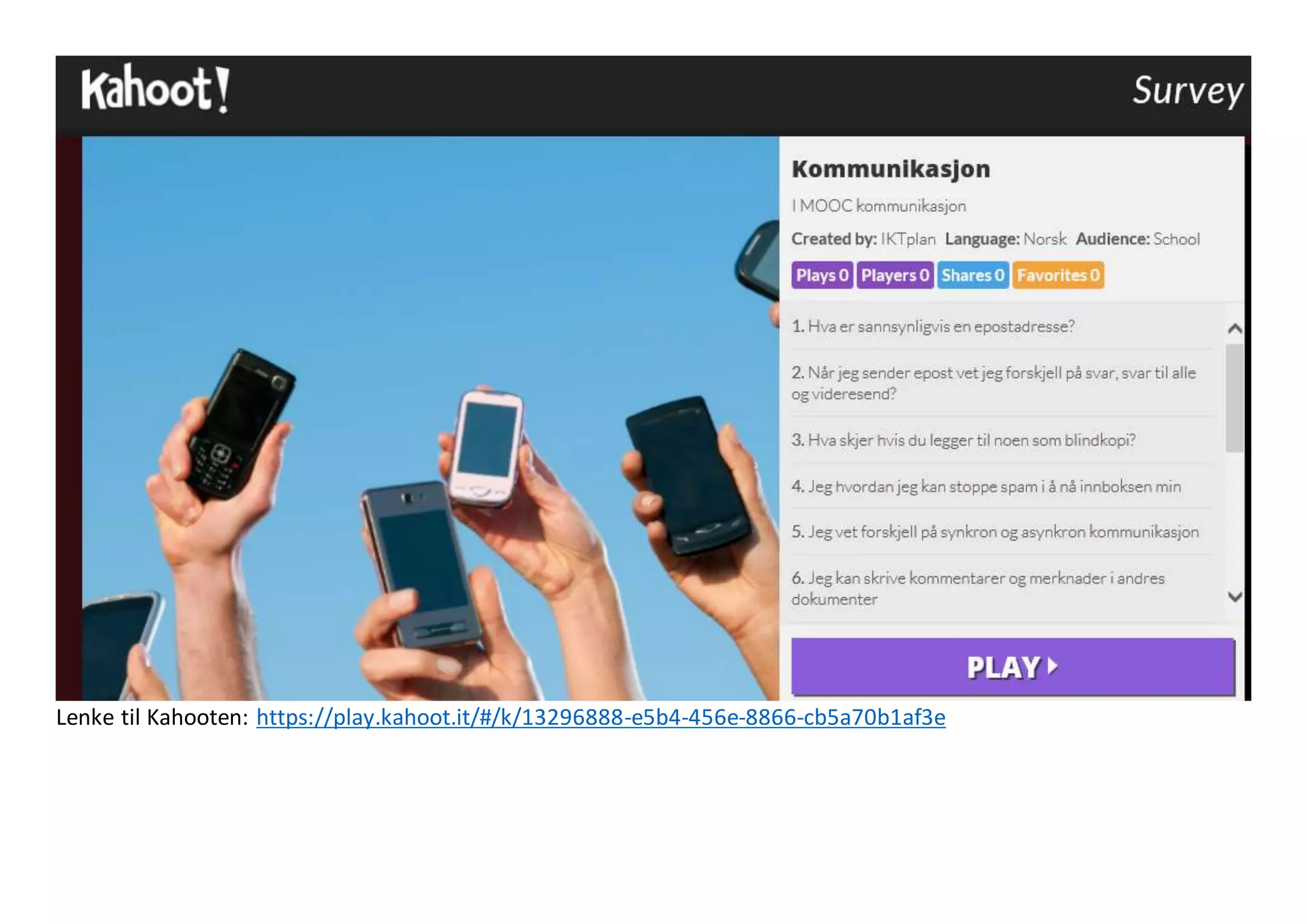 Kahoot kommunikasjon (survey) | DOCX