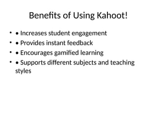 Kahoot_Presentation, interactive tool for education | PPTX