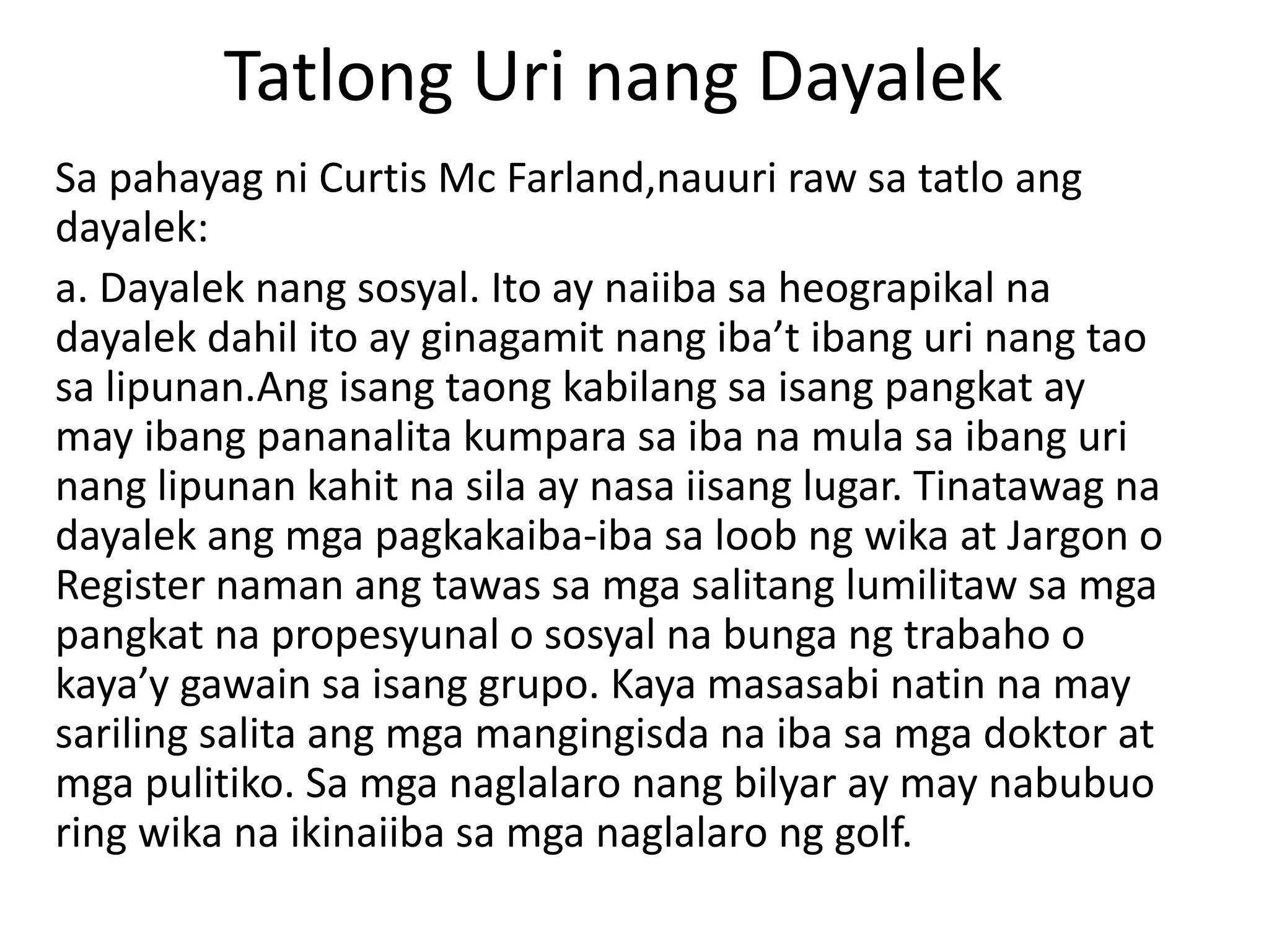 Kahulugan ng dayalek at idyolek | PPTX