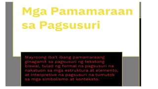 kahulugan at pagsusuri kasama ang ilang pamantayan ng tekstong biswalx ...