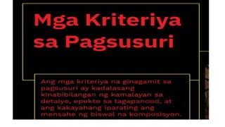 kahulugan at pagsusuri kasama ang ilang pamantayan ng tekstong biswalx ...