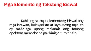 kahulugan at pagsusuri kasama ang ilang pamantayan ng tekstong biswalx ...