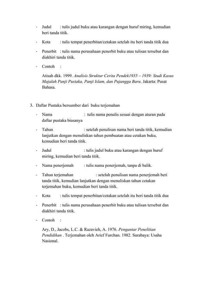 Kaidah penulisan daftar pustaka | PDF