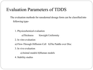 Advances in Transdermal drug delivery system by Kailash vilegave | PPT