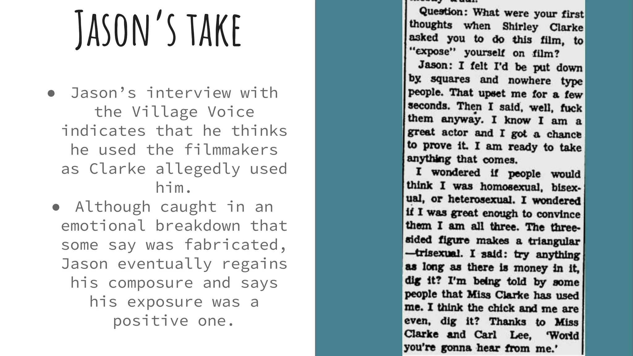 Unmasking Jason Holliday’s persona in his titular film | PPT