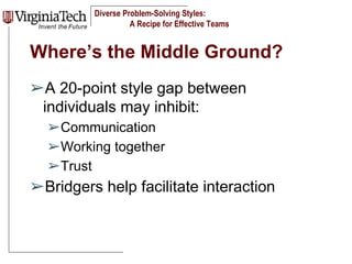 Diverse Problem Solving Styles: A Recipe for Effective Teams | PPTX