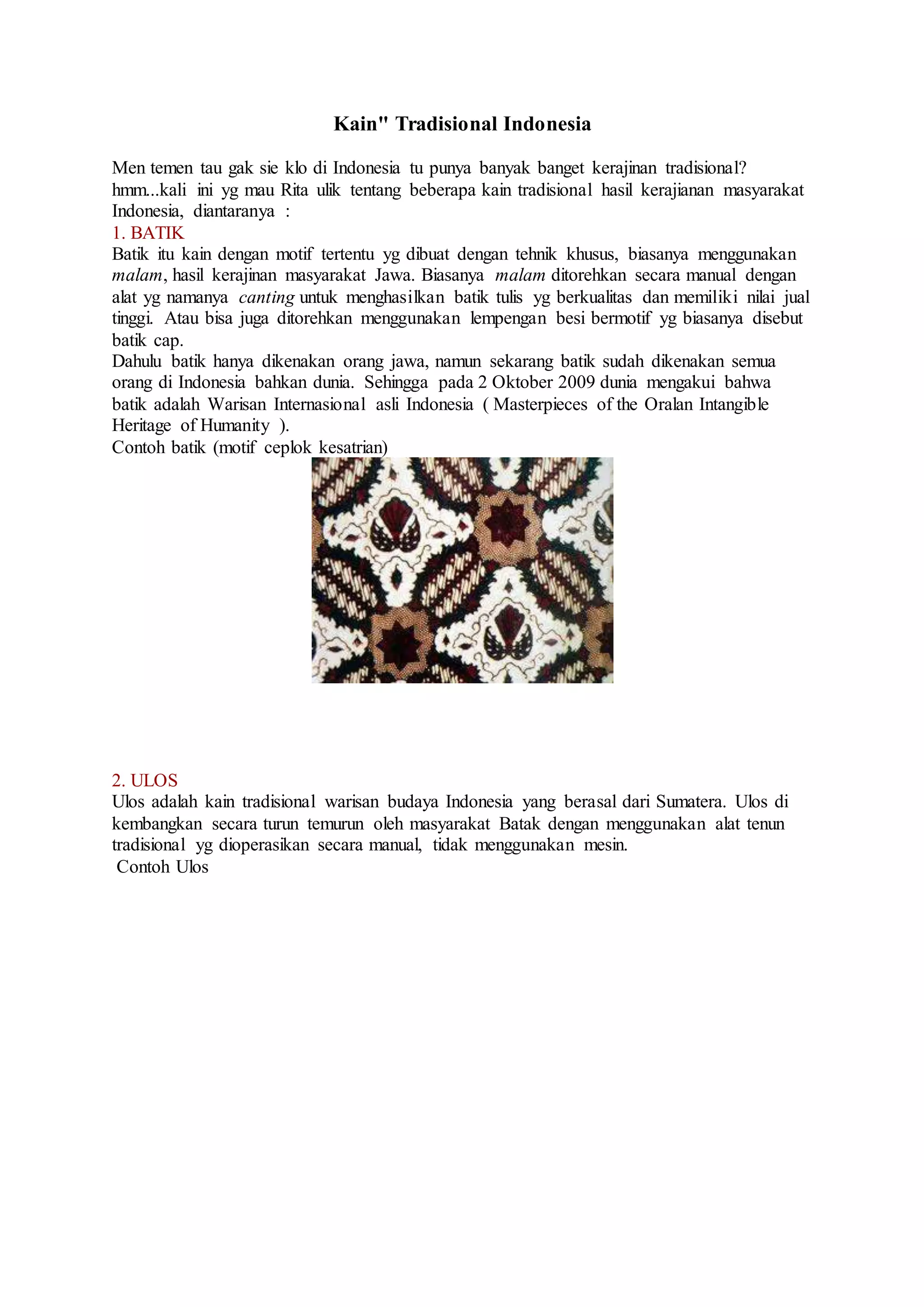 Kain tradisional indonesia | PDF