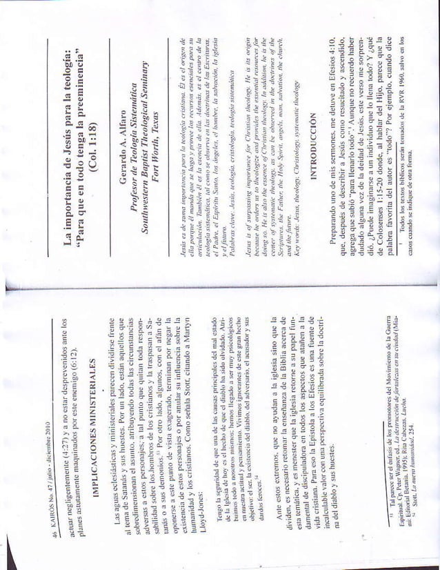 Gerardo A. Alfaro, La importancia de Jesús para la teología: “para que ...