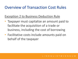 Kaiser m&a and transaction cost tax treatment | PDF
