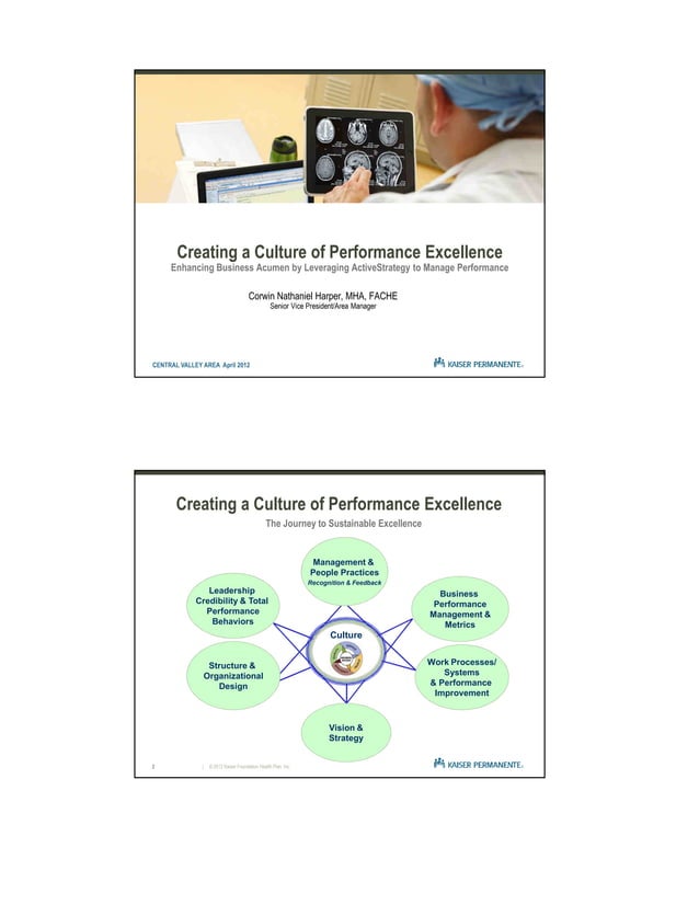 Kaiser Permanente: Culture of Performance Excellence | PPT