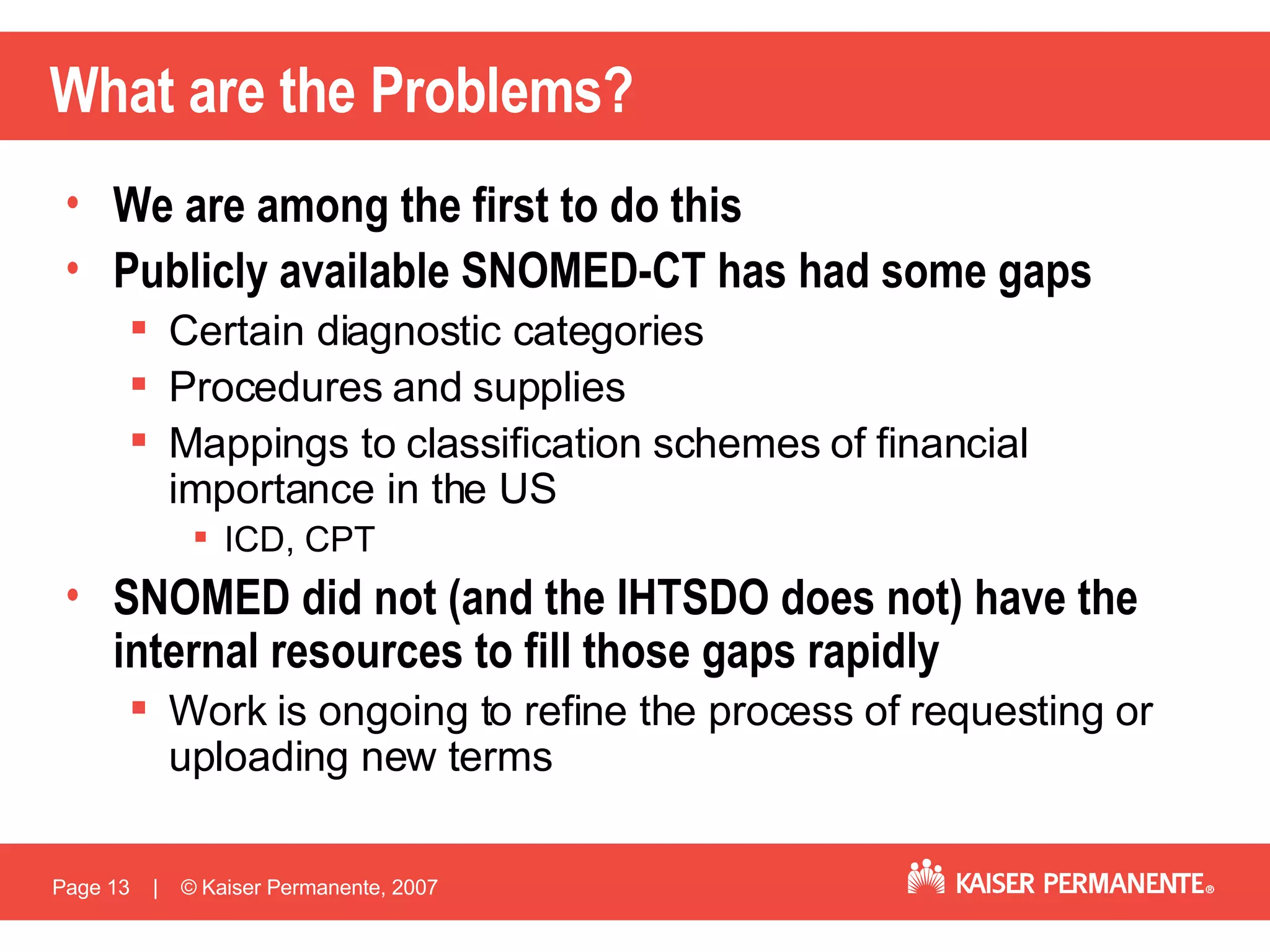 Kaiser Permanente HealthConnect - EHR and SNOMED | PPT