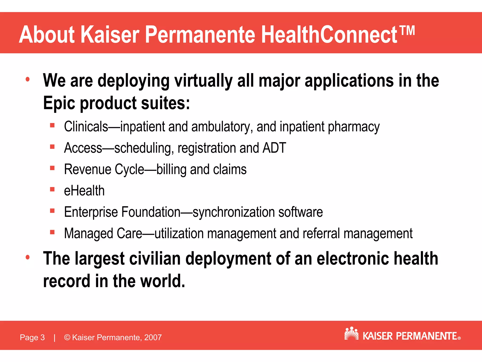 Kaiser Permanente HealthConnect - EHR and SNOMED | PPT