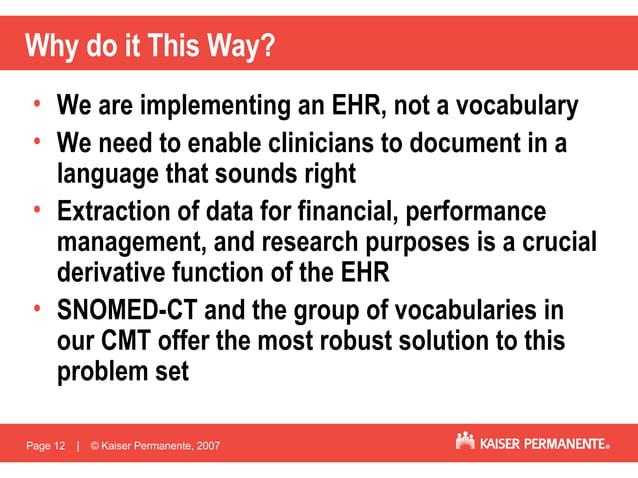 Kaiser Permanente HealthConnect - EHR and SNOMED | PPT