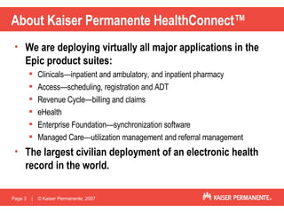 Kaiser Permanente HealthConnect - EHR and SNOMED | PPT