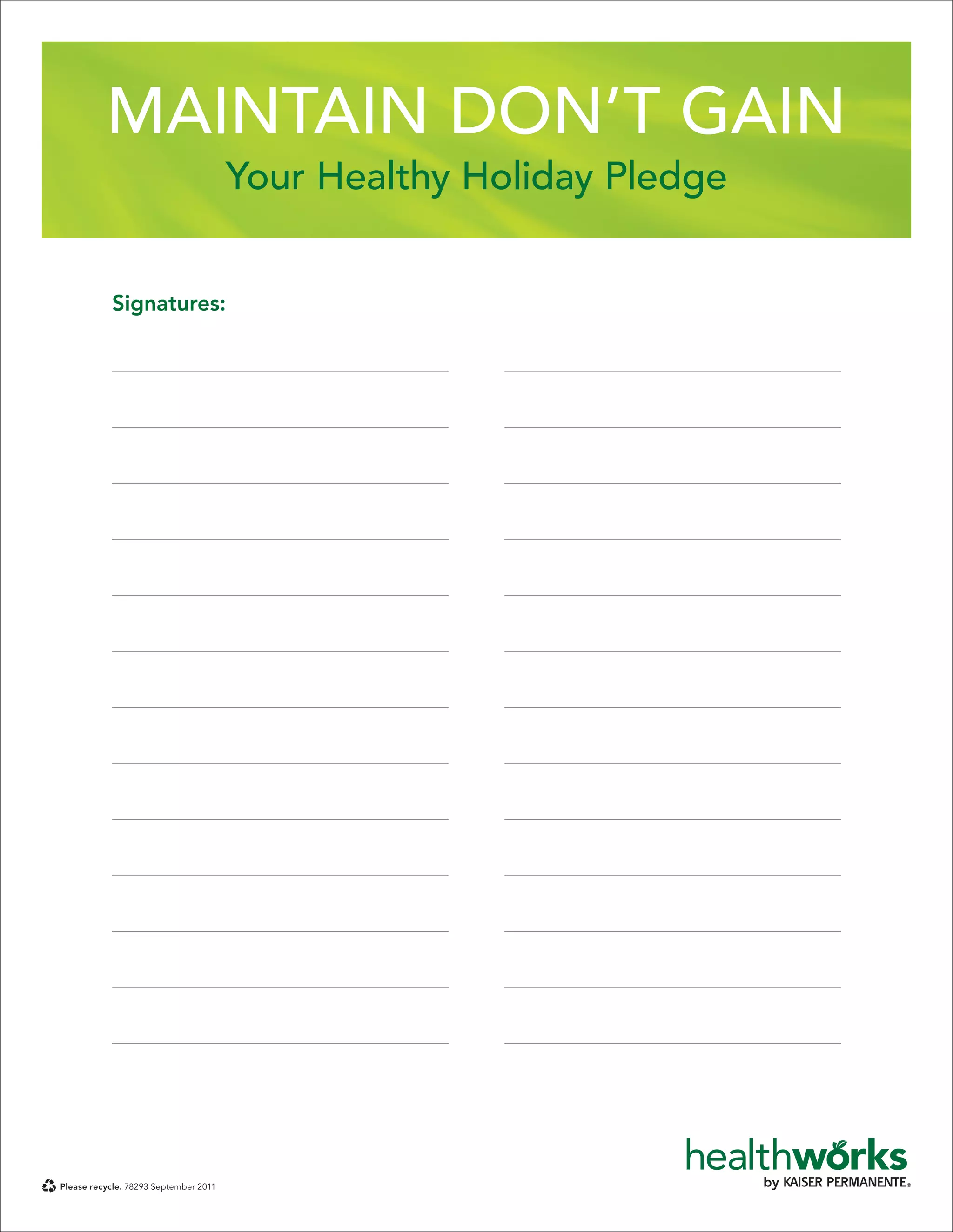 Maintain Don't Gain Promotional Materials | PDF