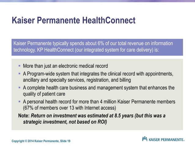 An Overview of Kaiser Permanente - Integration and Information Systems ...