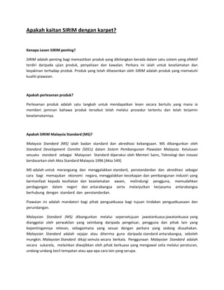 Kaitan sirim dengan karpet | PDF