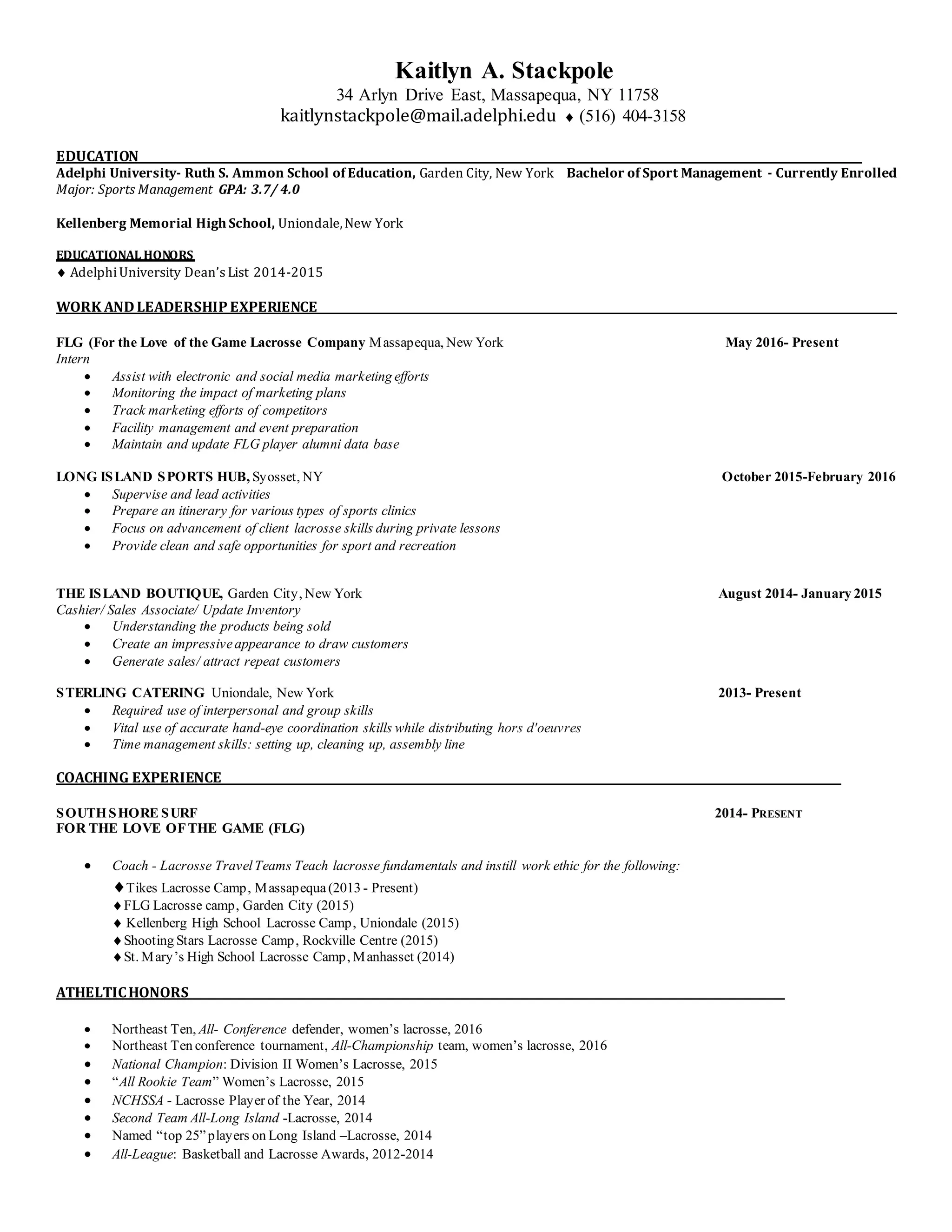 Kaitlyn a. stackpole resume 2 | DOCX