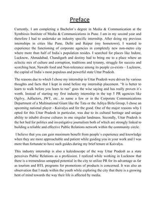 Kaivalya internship report | DOC