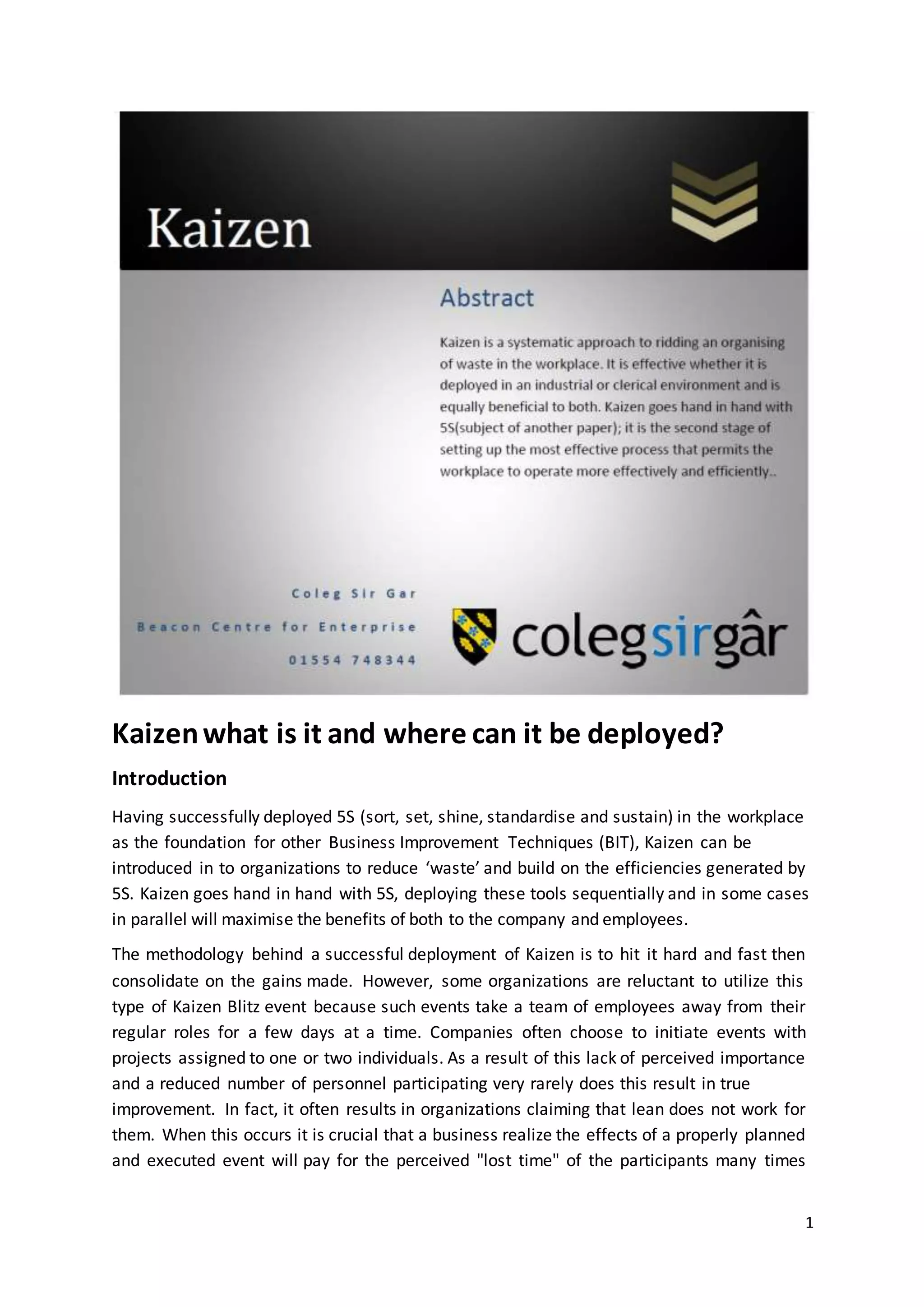 Kaizen | DOCX | Human Resources | Business