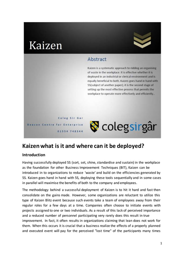 Kaizen | DOCX | Human Resources | Business