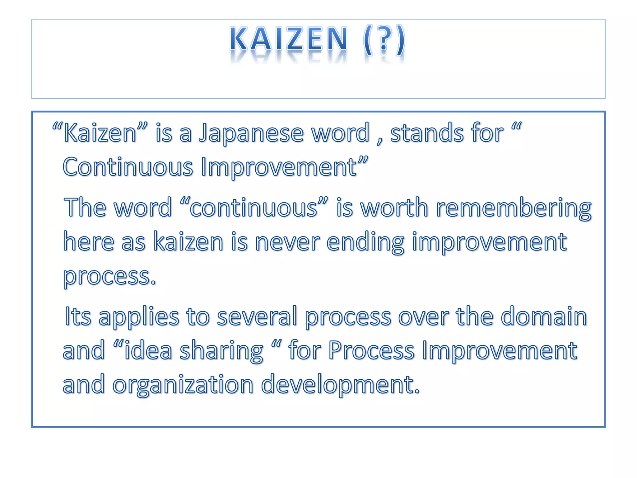 Kaizen -CONTINUOUS IMPROVEMENT CYCLE | PPTX