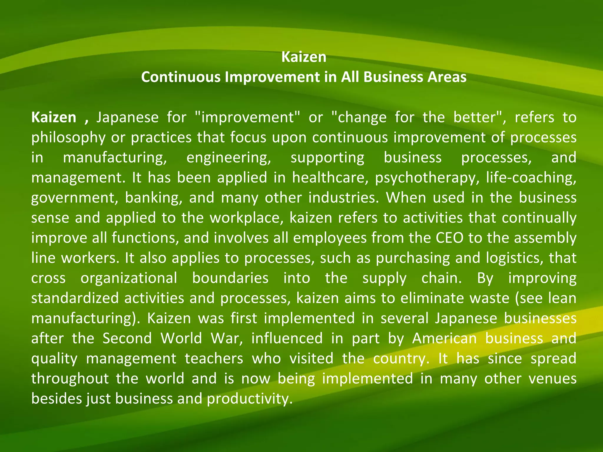 Kaizen1 | PPT | Human Resources | Business