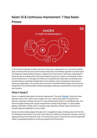 Kaizen 5S & Continuous Improvement: 7-Step Kaizen Process | PDF