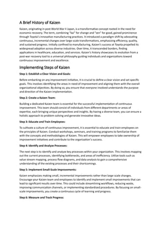 Kaizen 5S & Continuous Improvement: 7-Step Kaizen Process | PDF