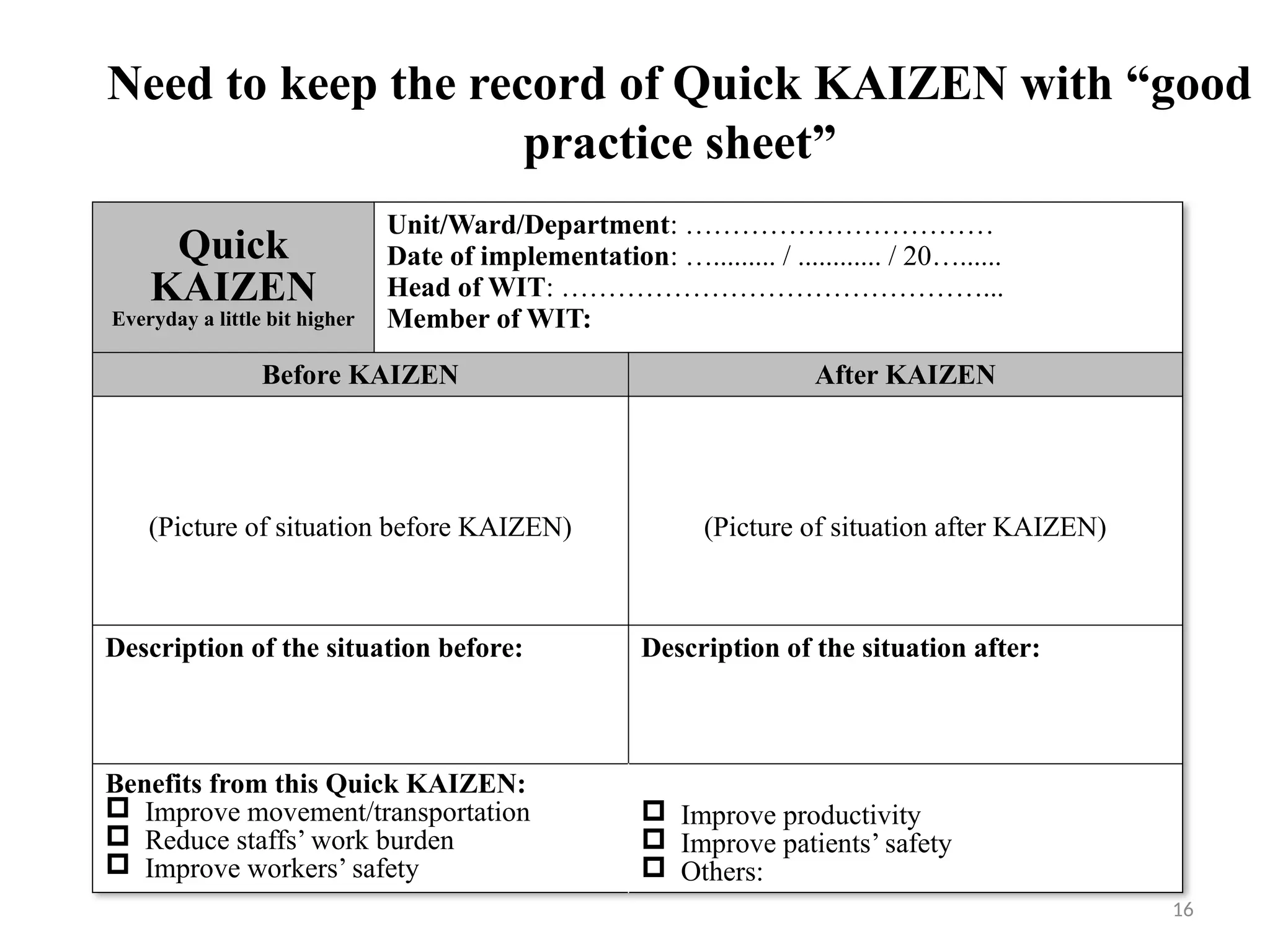 KAIZEN Activity for work improvement and development | PPTX