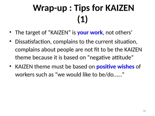 KAIZEN Activity for work improvement and development | PPT