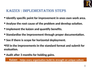 KAIZEN at Workplace for an organisation with a difference. | PPTX