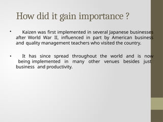 KAIZEN AWARENESS ABOUT THE IMROMENTS AND ROUTIN | PPTX
