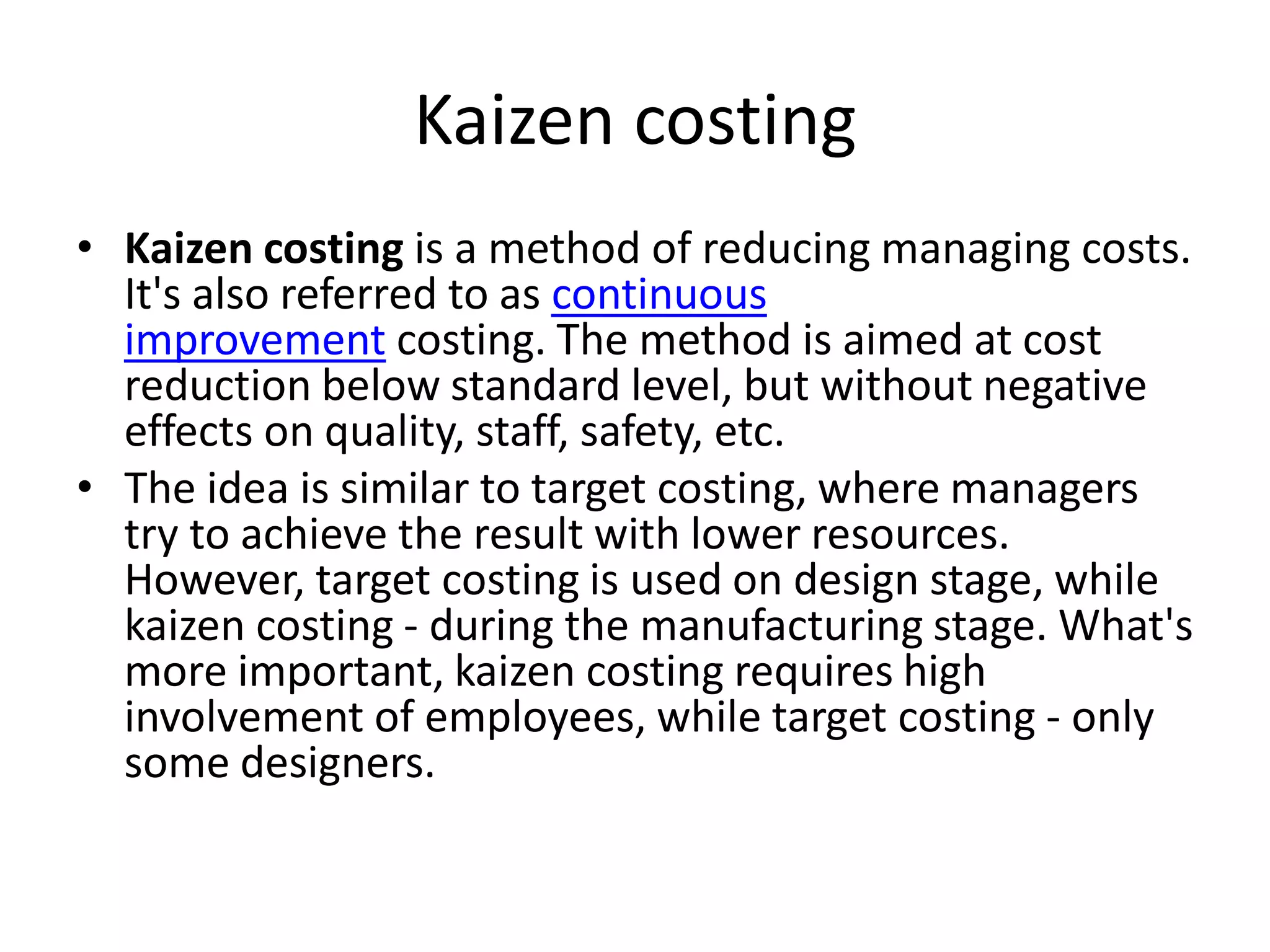 KAIZEN COSTING NTES | PDF