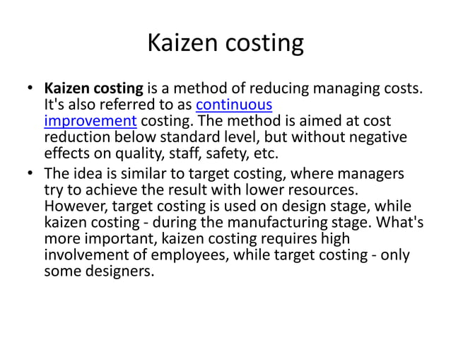 KAIZEN COSTING NTES | PDF | Business and Finance